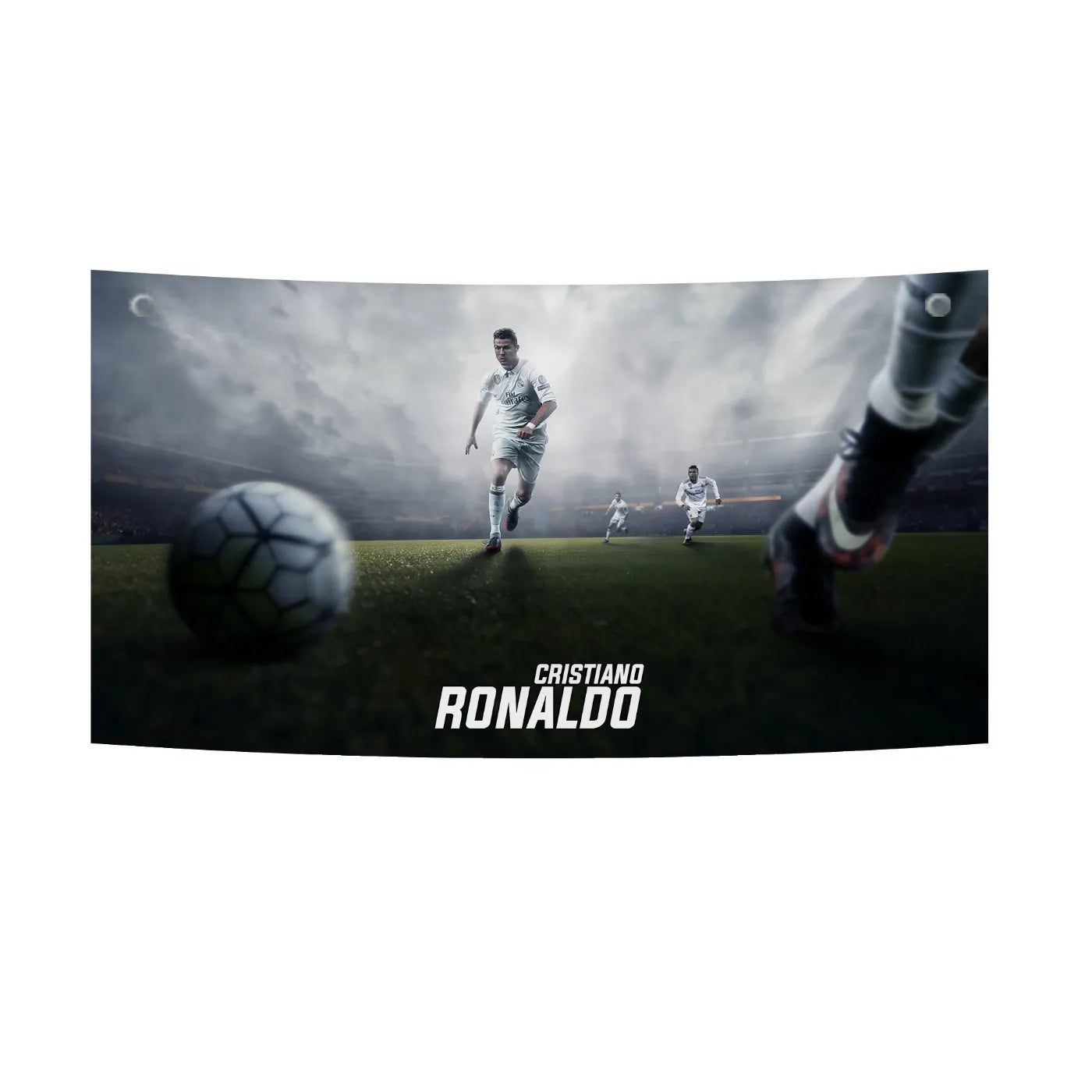 Cristiano Ronaldo White Kit – Storm Chase Edition Tapestry – Gothriff
